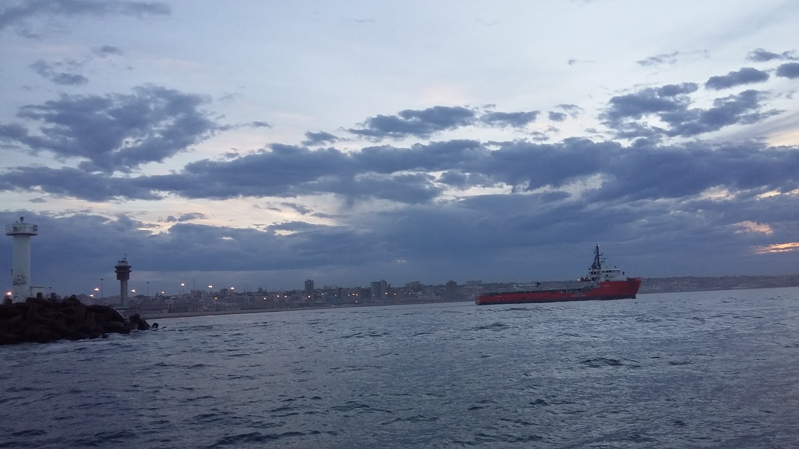 Port Elizabeth: Ship exiting Harbour Algoa Bay Port Elizabeth