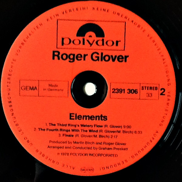 Where The Buffalo Roam: Roger Glover - Elements (1978) 🇩🇪