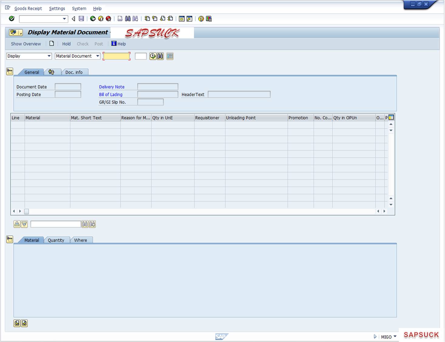T-Code : MIGO | เก็บเงินเที่ยว