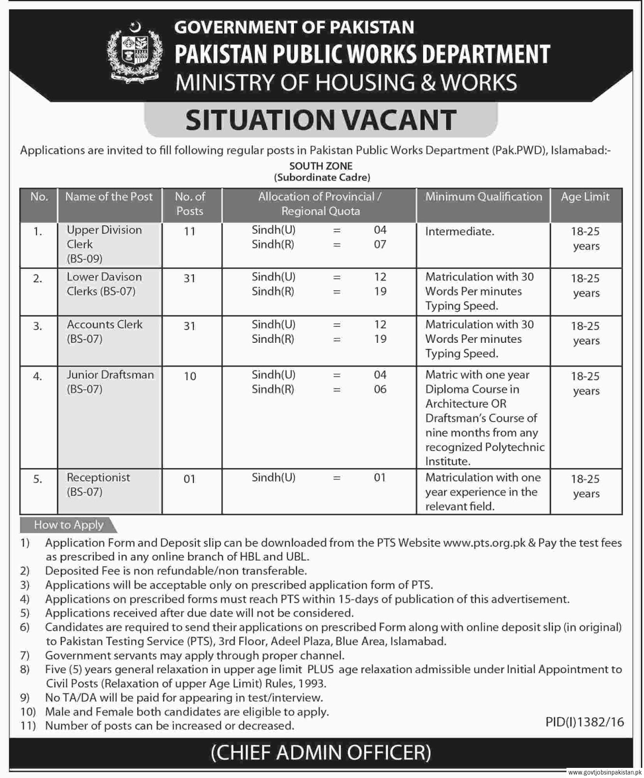 Pakistan Public Works Department Ministry of Housing & Works Islamabad ...