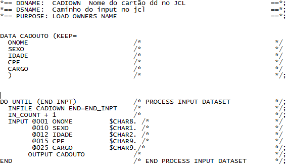 SAS PrograMMing MainFrame.: Gerando um arquivo sas a partir de um ...