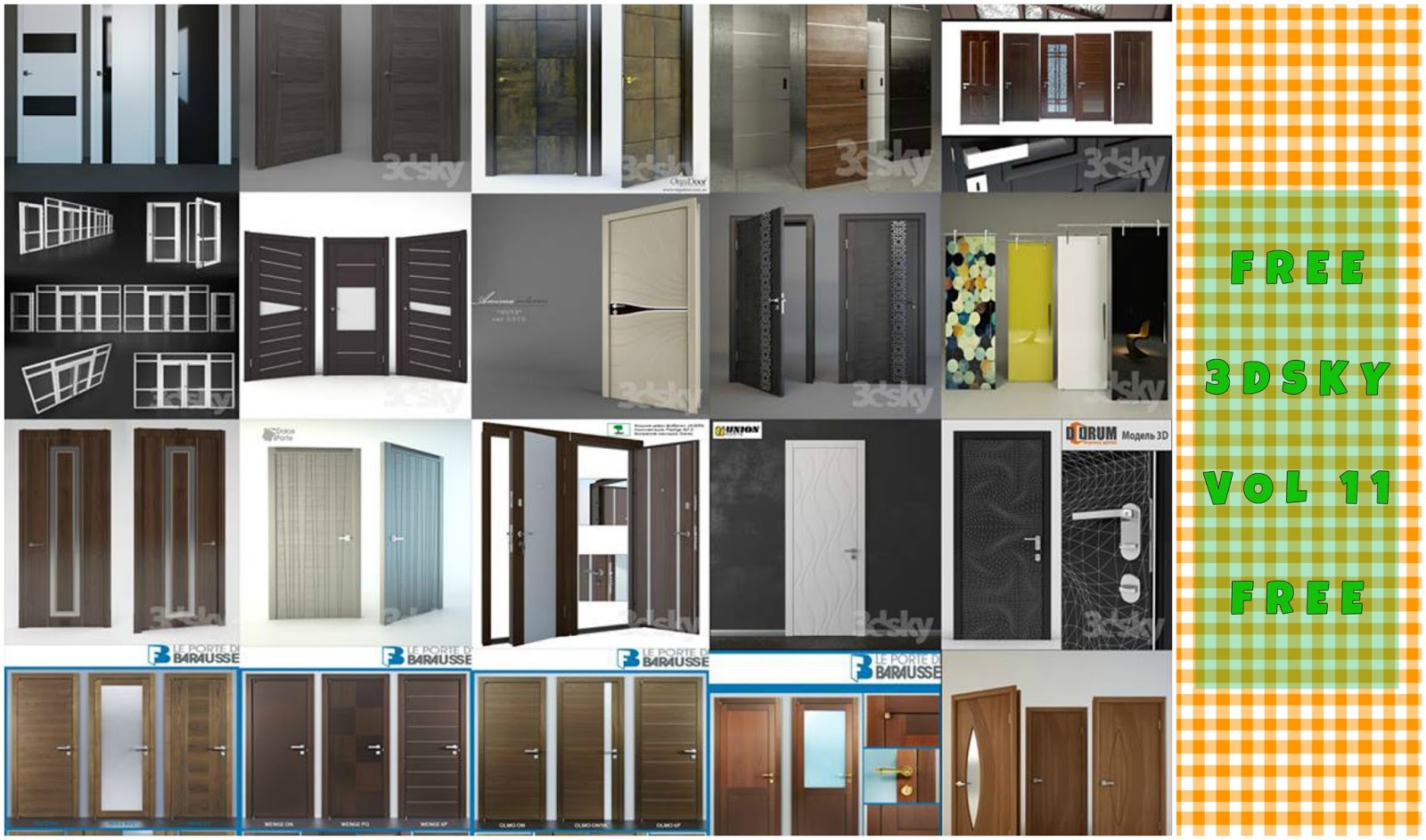 3DSky VOL11 Free Doors Model 3ds max - Architecture Design | sketchup ...