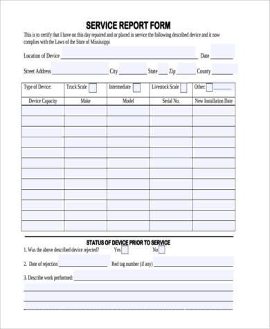 Service Report Form Template - Invoice Template