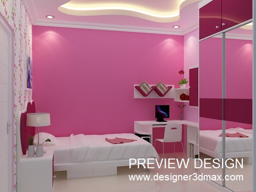 Jasa gambar kamar anak warna pink murah berkualitas - Desain Rumah Ruko