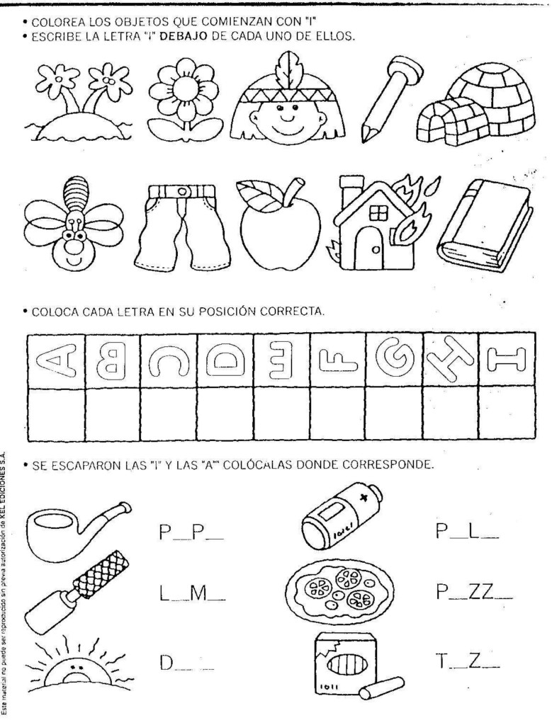 Material educativo para maestros: Actividades de apresto letra I