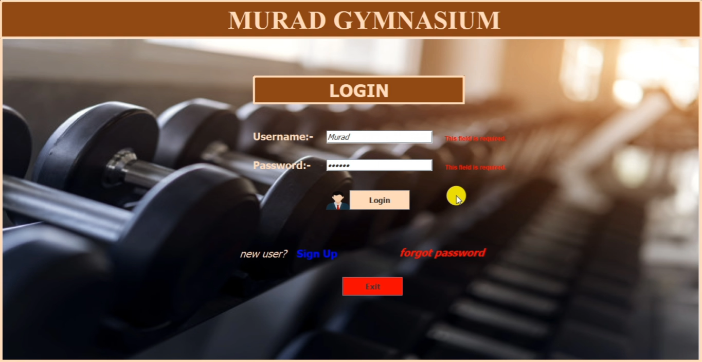 Gym Management System Project using Java and MySQL