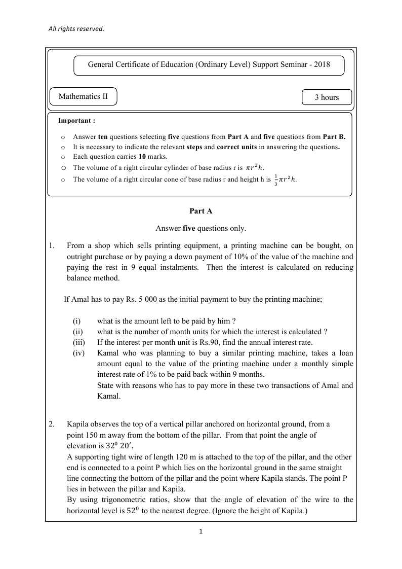 Grade 11_EM_Maths II_2018_ Model Paper - www.lkedu.lk