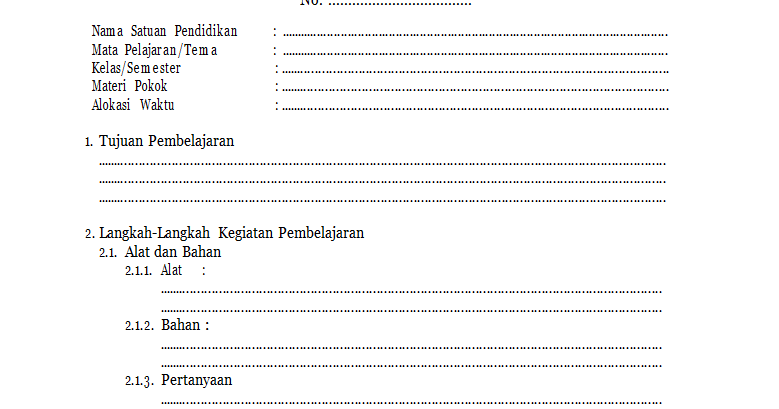 Format RPP 1 Lembar sesuai edaran Kemendikbud No. 14 Tahun 2019 ...