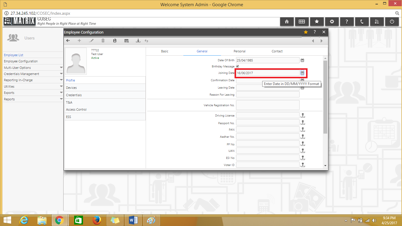 Matrix Cosec - IN and OUT Events is there but Attendance is not ...