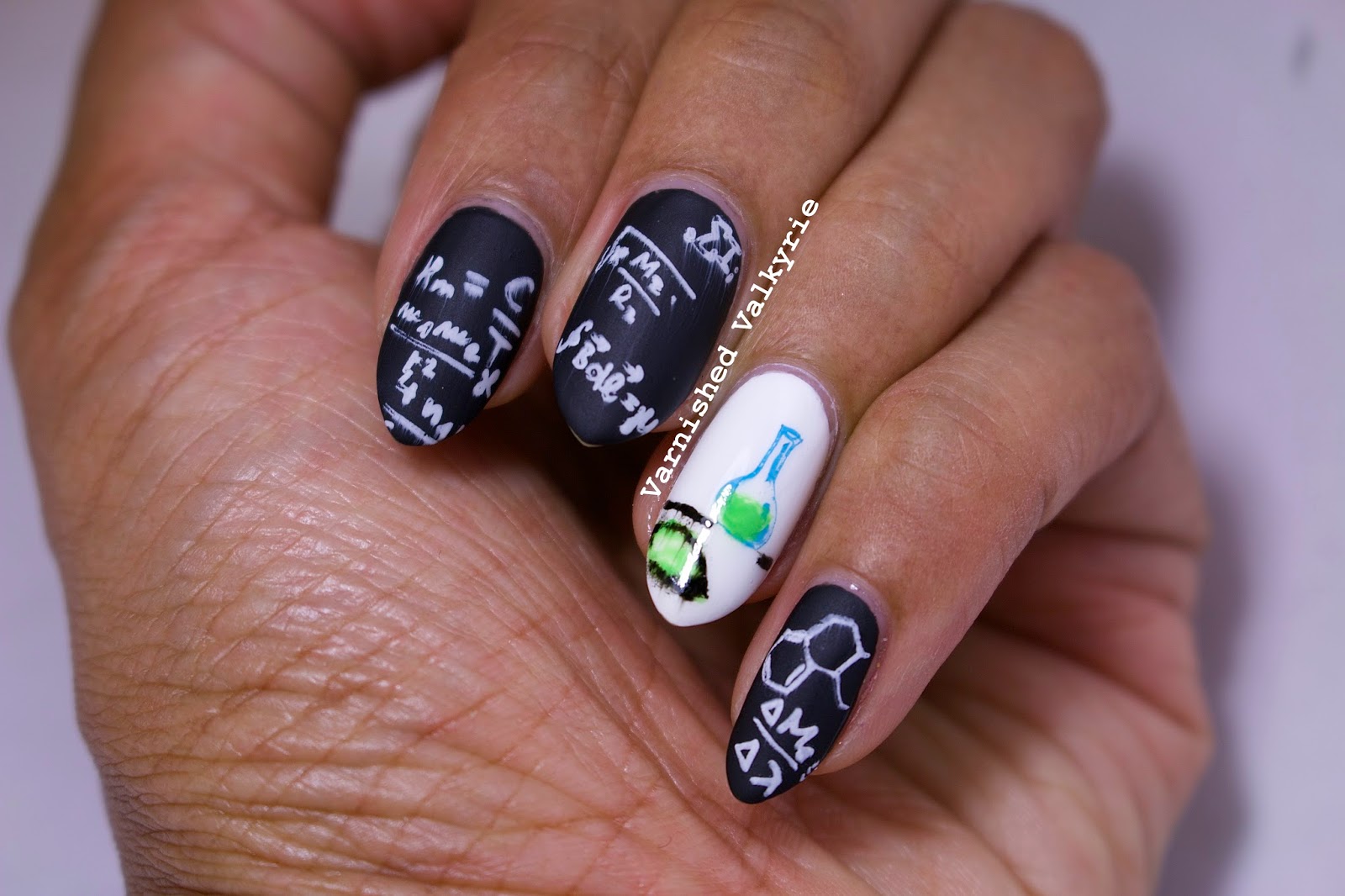 Varnished Valkyrie: Science and/or Math Nails