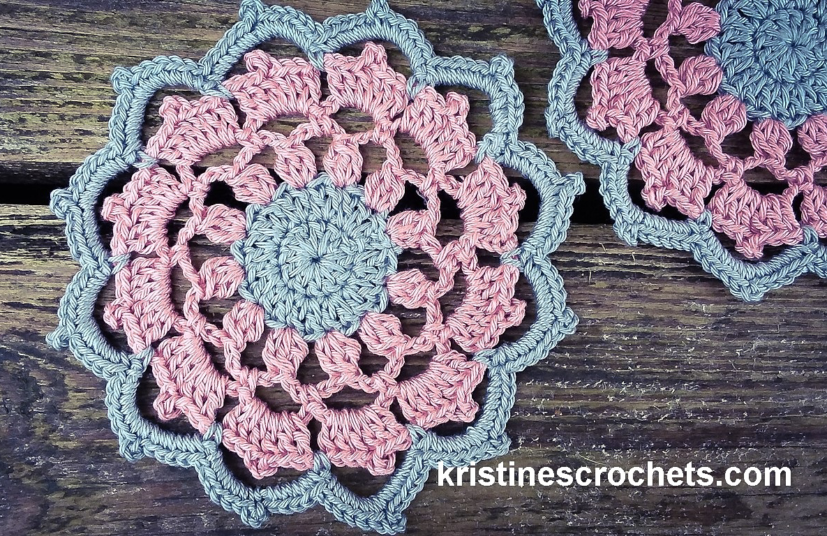 KristinesCrochets : Two Color Round Doily Coaster - Free Crochet pattern