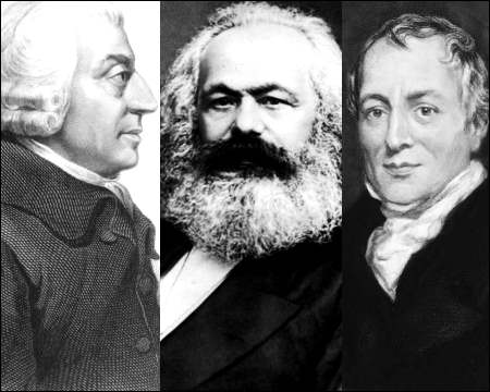 Smith, Marx e Ricardo.