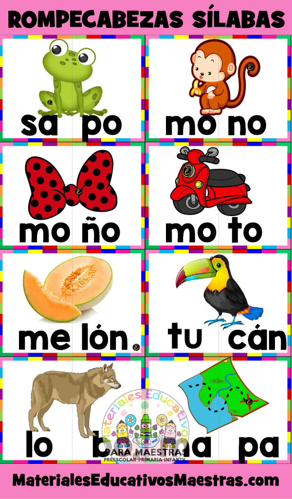 Rompecabezas de Sílabas | Materiales Educativos para Maestras