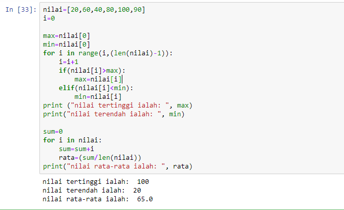 Mencari Nilai Tertinggi, Terkecil dan Rata-rata Dengan Python