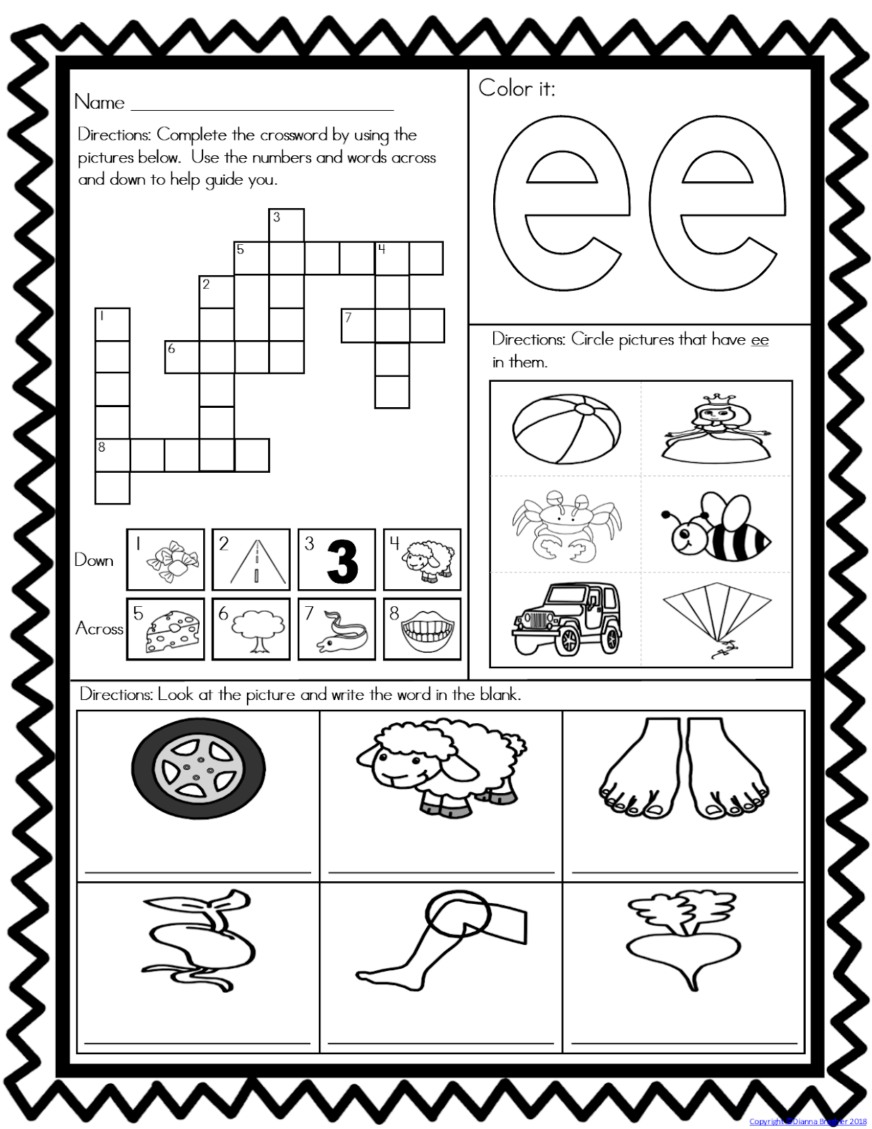 Teachers R US: ee, ea Worksheets