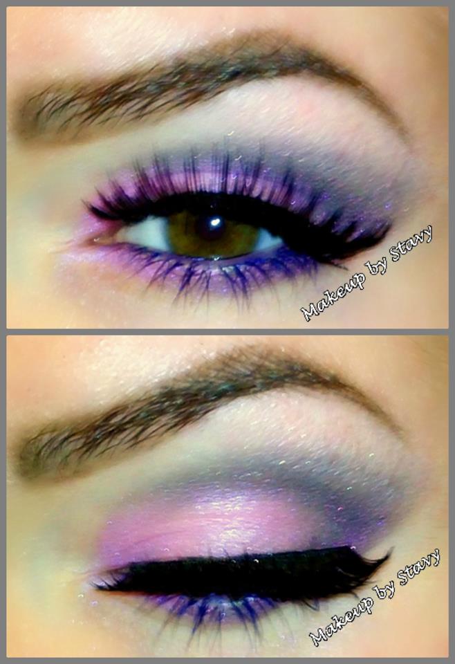 Beauty Lovers: Ροζ-γκρι-μωβ μακιγιάζ και μπλε μάσκαρα! :)