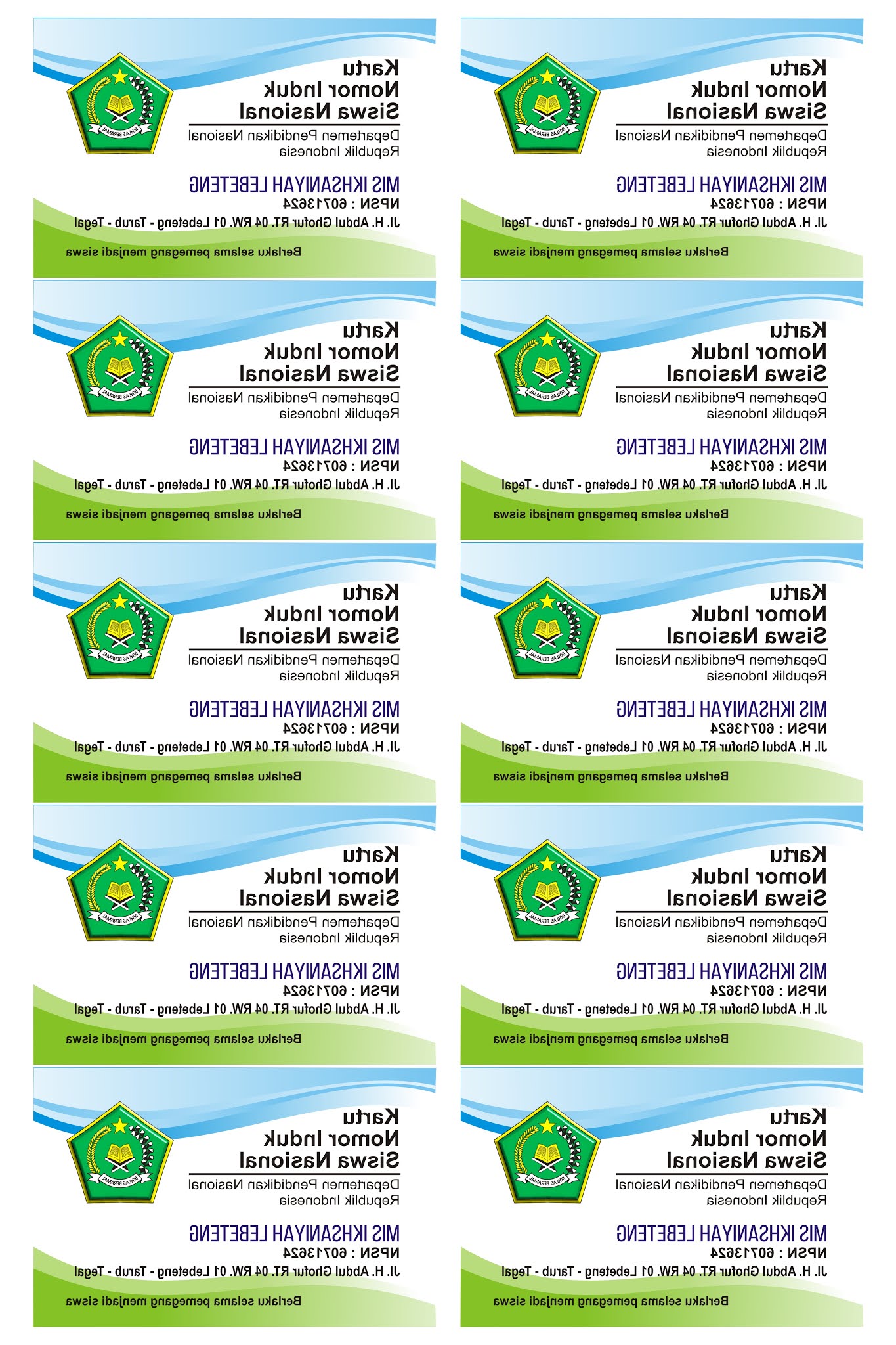 Cetak Kartu NISN id Card Kartu Osis Kartu Mahasiswa - Athaya Prima