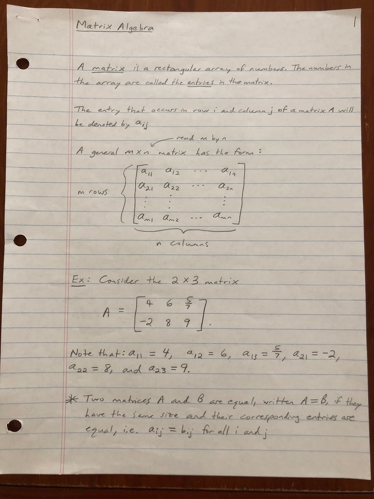 Professor Frank’s Math Blog: Matrix Algebra - Notes