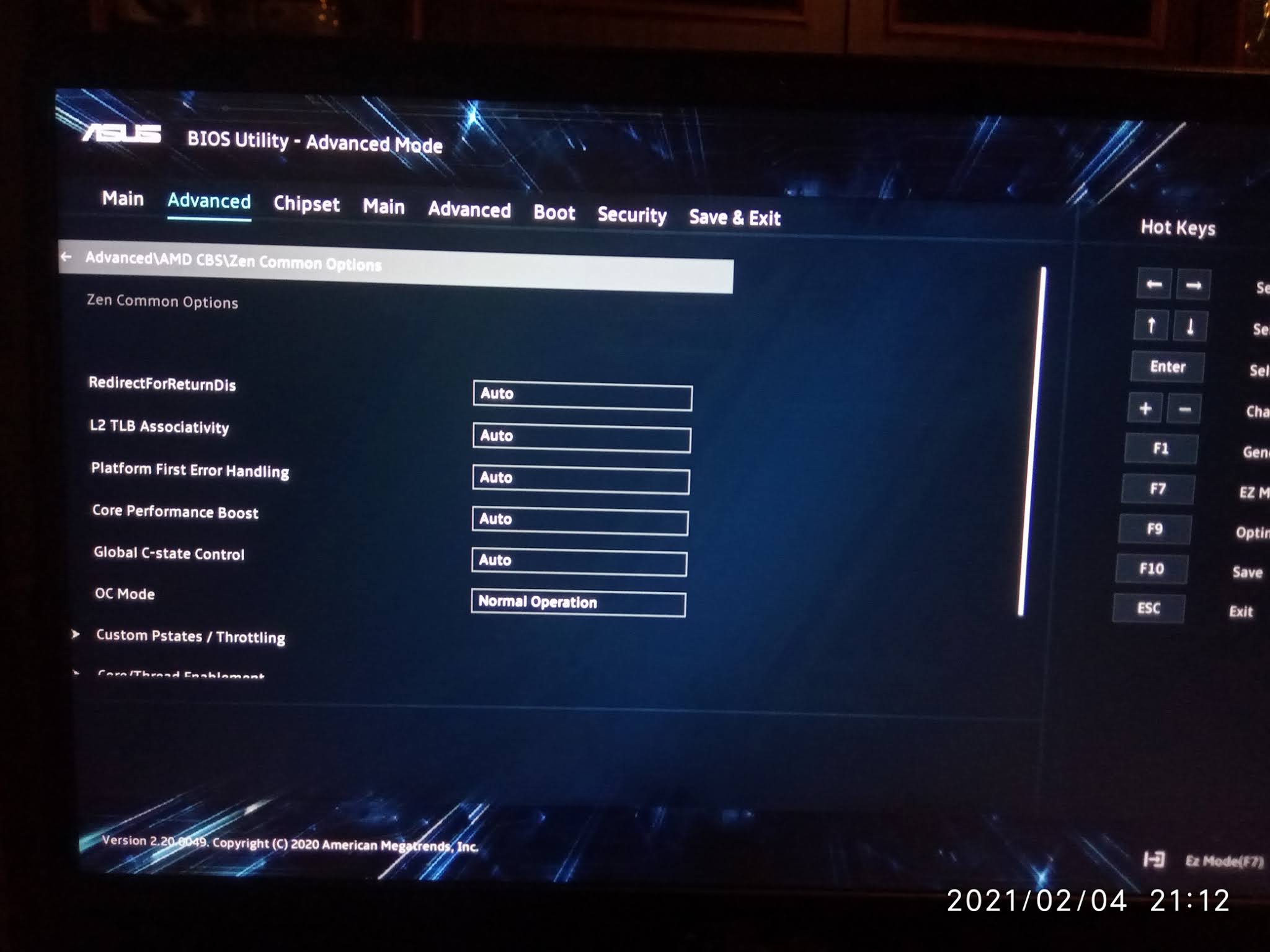 ASUS FX505DD unlocked Advanced menu ,AMD CBS menu and AMD PBS menu ...