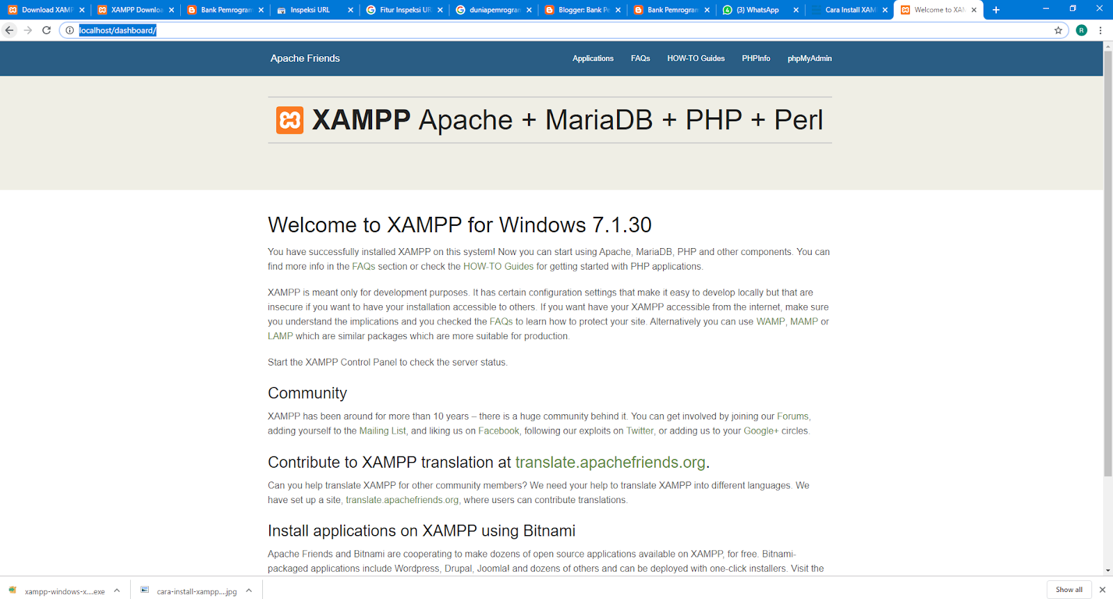 Cara Install dan menjalankan XAMPP di Windows - Dunia Pemrogramanque