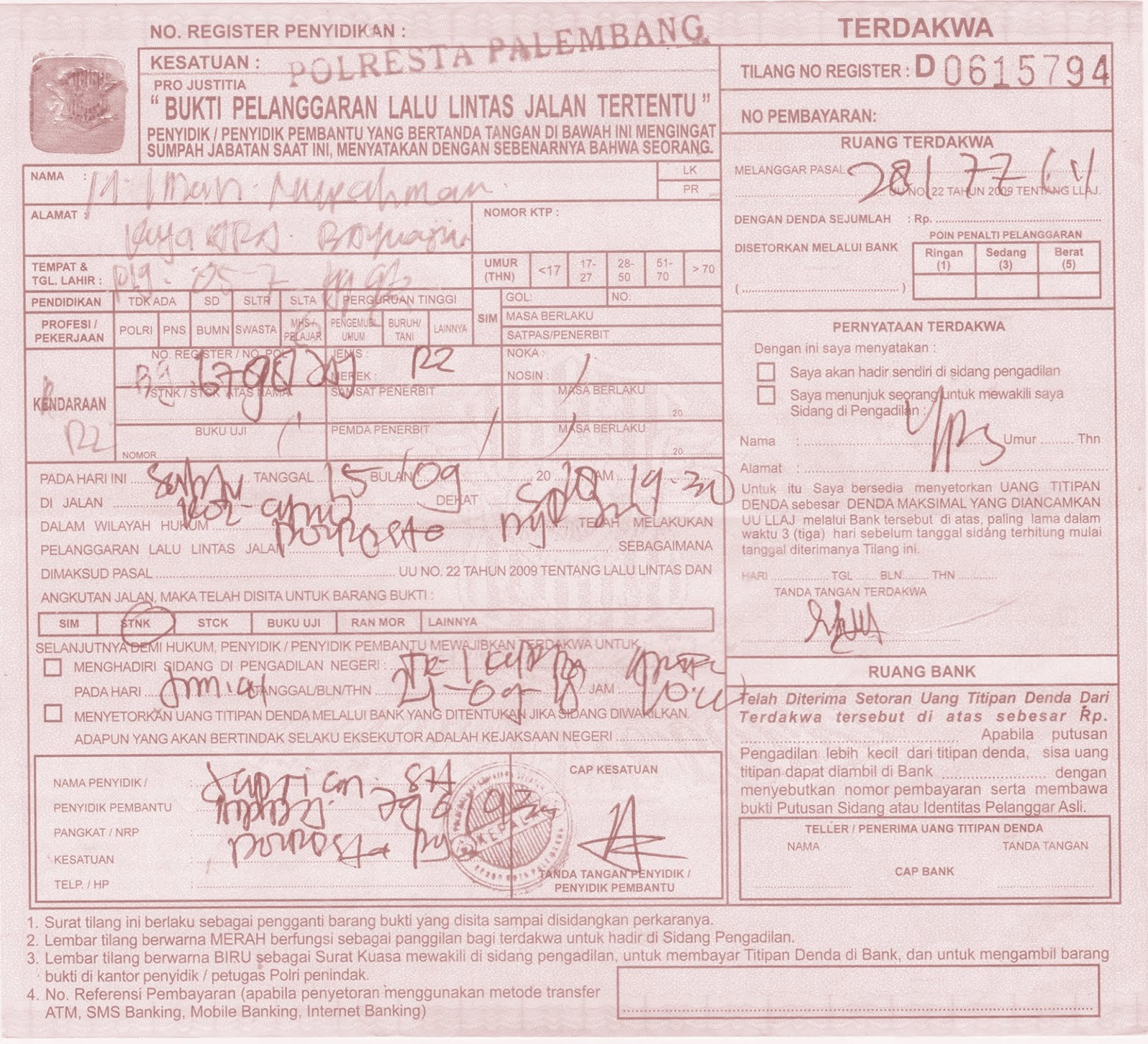 Surat Tilang Biru Dan Merah Apa Bedanya - Kumpulan Surat Penting