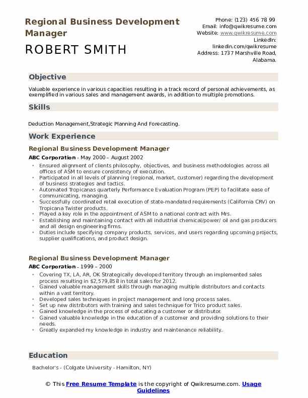 Business Manager Resume ~ Resume Letter
