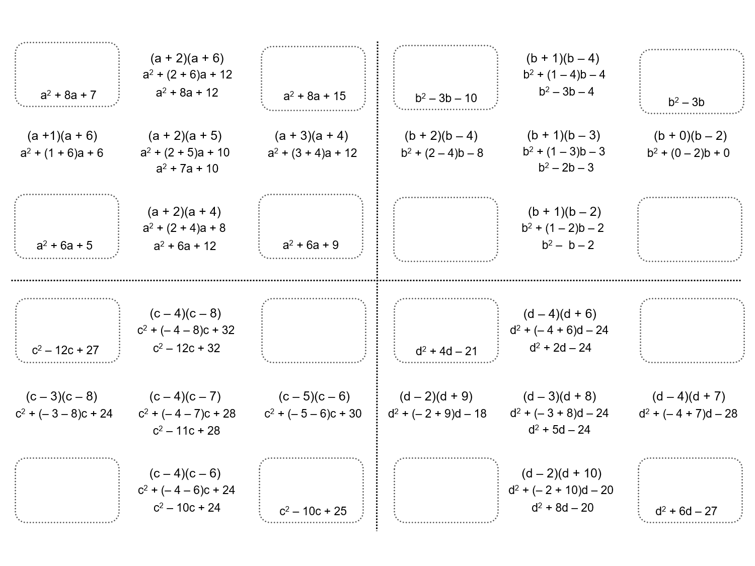 MEDIAN Don Steward mathematics teaching: warp and weft quadratic expansions