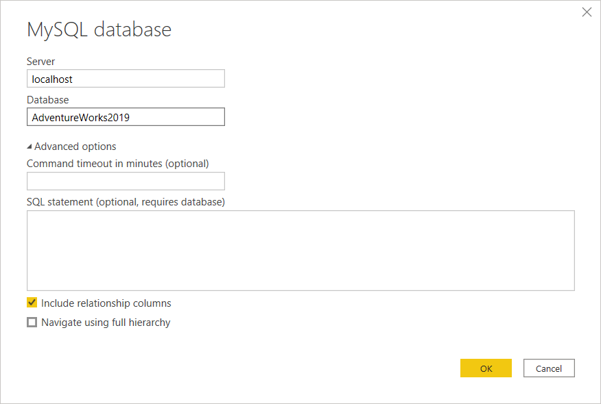 Create Power BI report from MySQL database