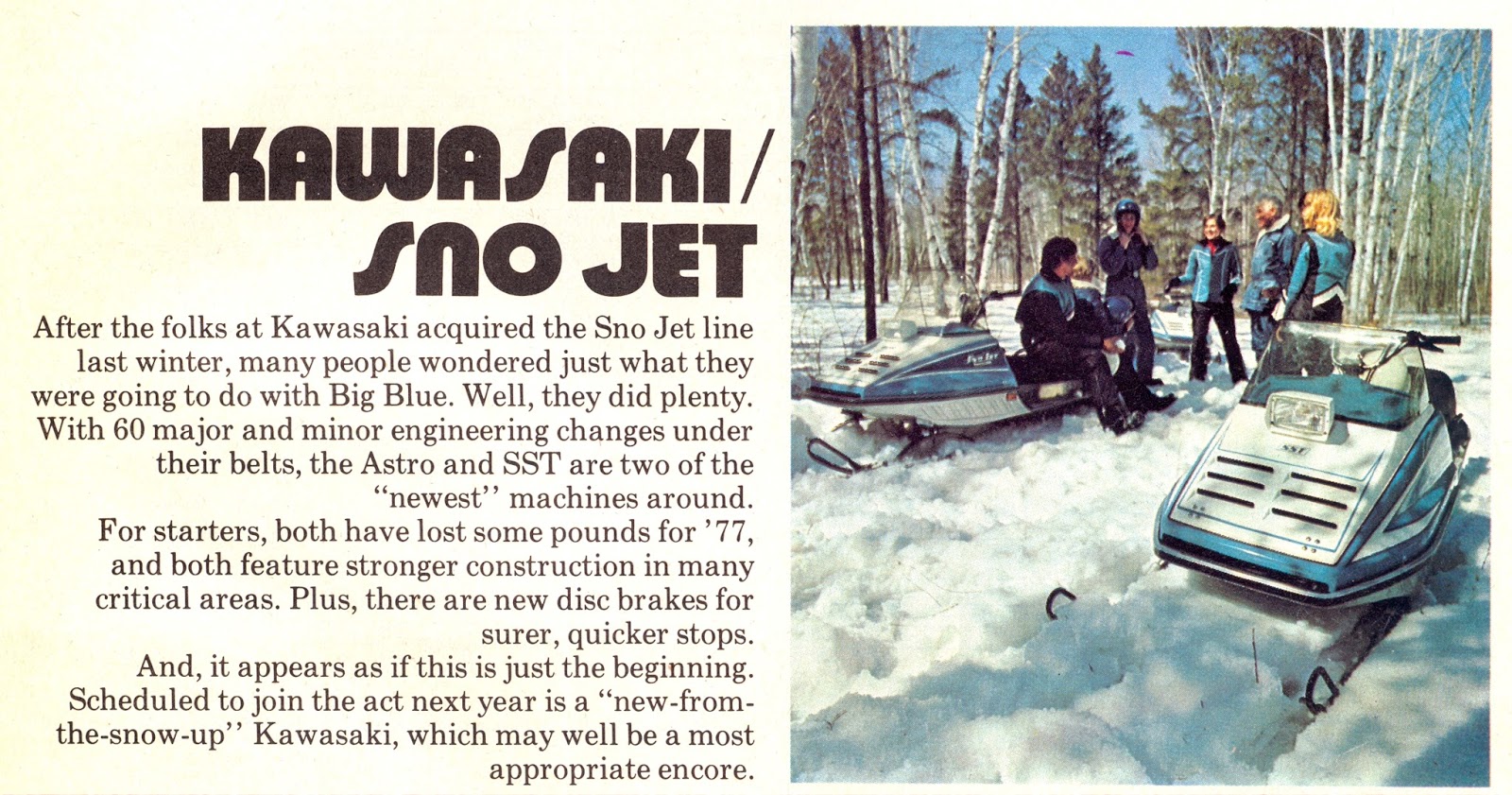CLASSIC SNOWMOBILES OF THE PAST: 1977 KAWASAKI/SNO-JET MODEL LINE-UP