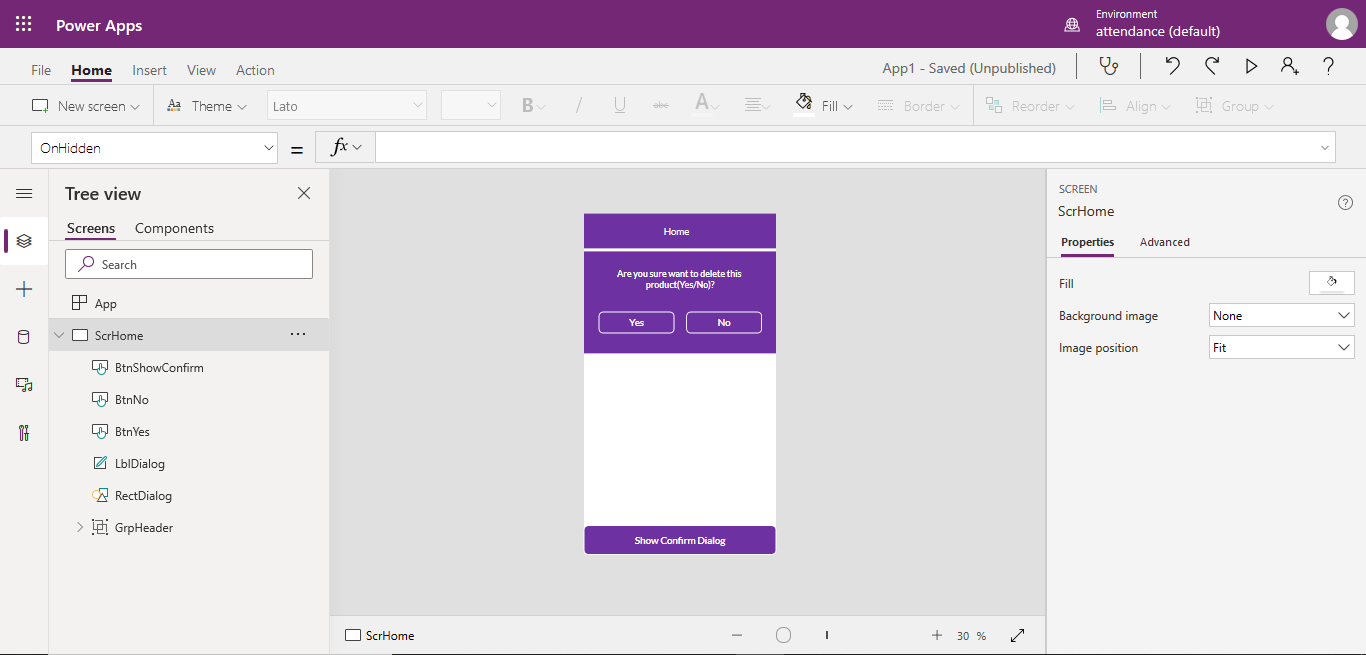 How to create your own confirm dialog box in Canvas App.