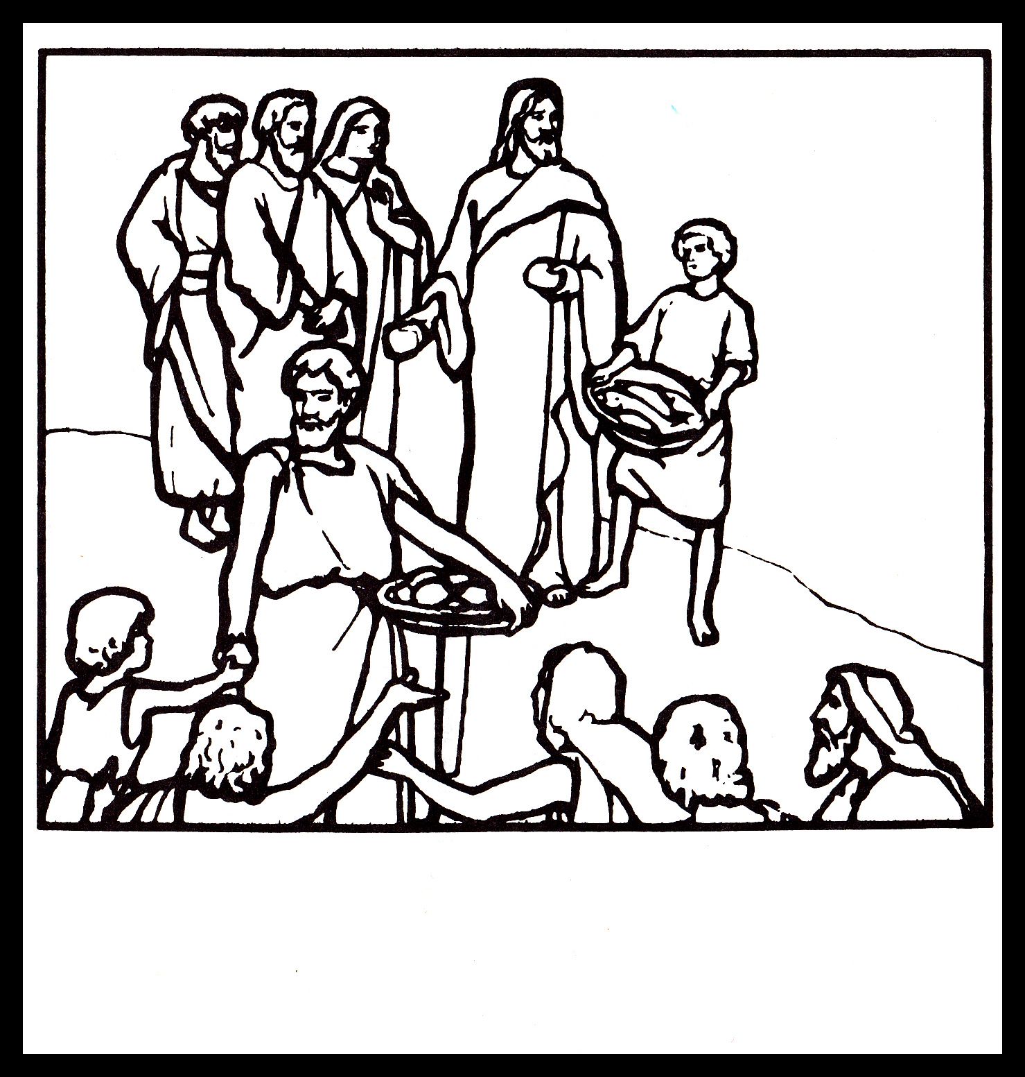 Jesus Feeds The Multitude - Coloring