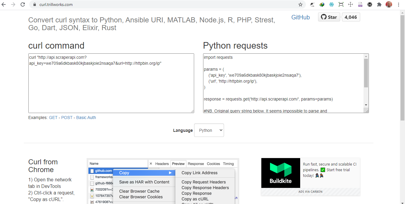 Geospatial Solutions Expert Convert Curl Command To Python Request