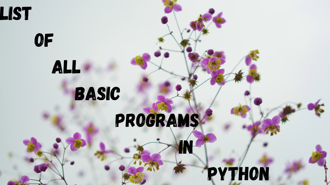Python Basic Programs List
