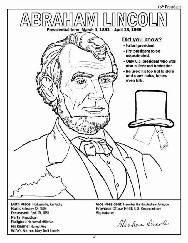 Abraham Lincoln Coloring Page ~ Coloring Pages