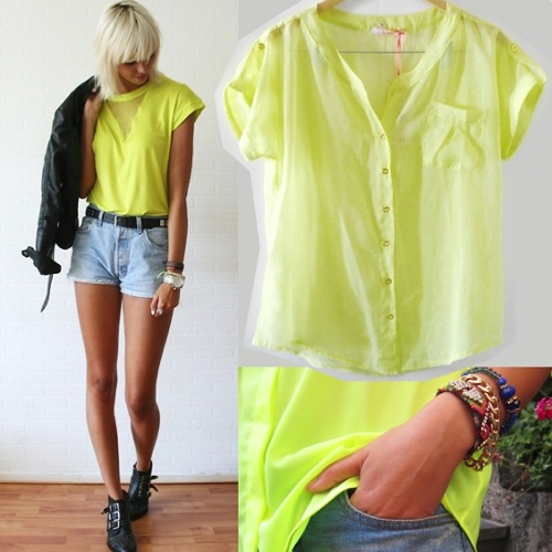 Blusas Neon e Jeans Estampados | Team Beauty