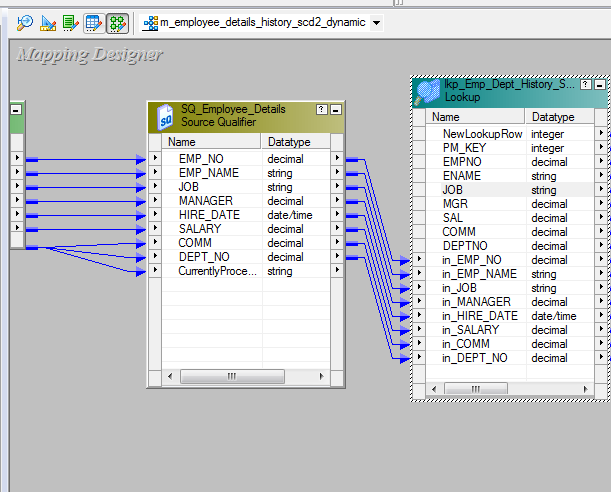 6. Drag/map the ports all/required to lookuptransformation from source ...