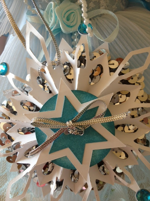 Paper Craft Creations: Icy Turquoise Snowflake Rosette Ornament