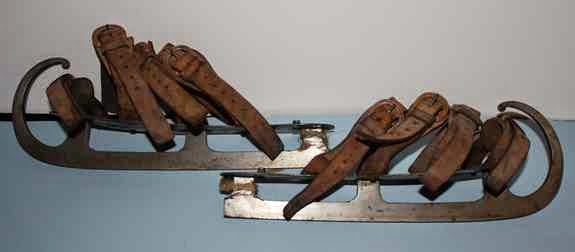 1400s: wooden platform skates with flat iron bottom runners. The ice ...