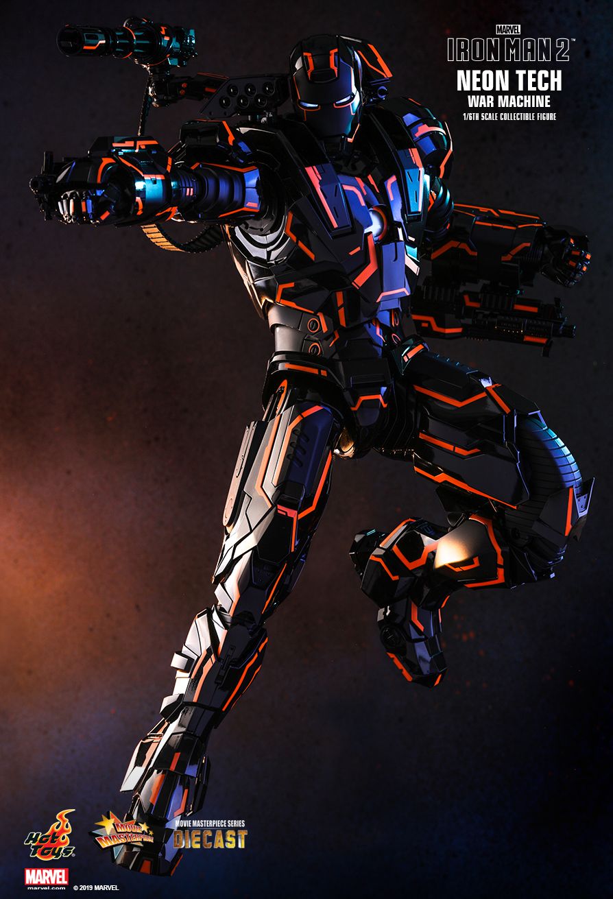 Hot Toys Iron Man 2 Neon Tech War Machine 1/6 Scale Figure Official ...