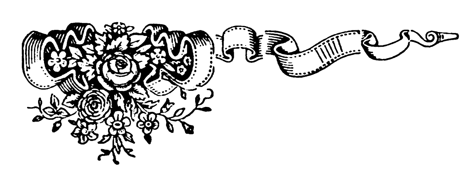 Digital Stamp Design: Banner Scroll Flowers Border Corner Design Image ...