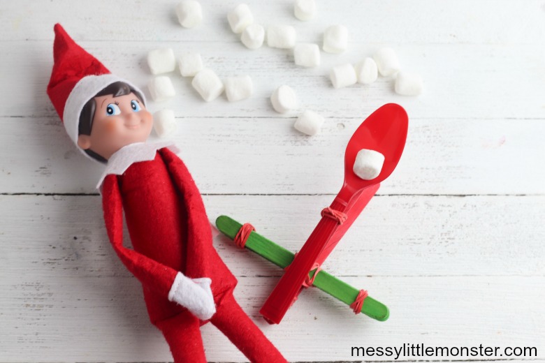 Marshmallow catapult - elf on the shelf printable - Messy Little Monster