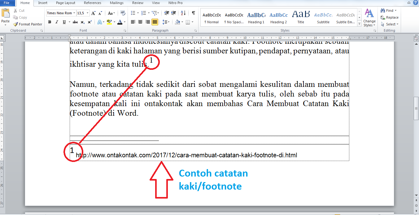 Cara Membuat Catatan Kaki (Footnote) Yang Bagus Di Word