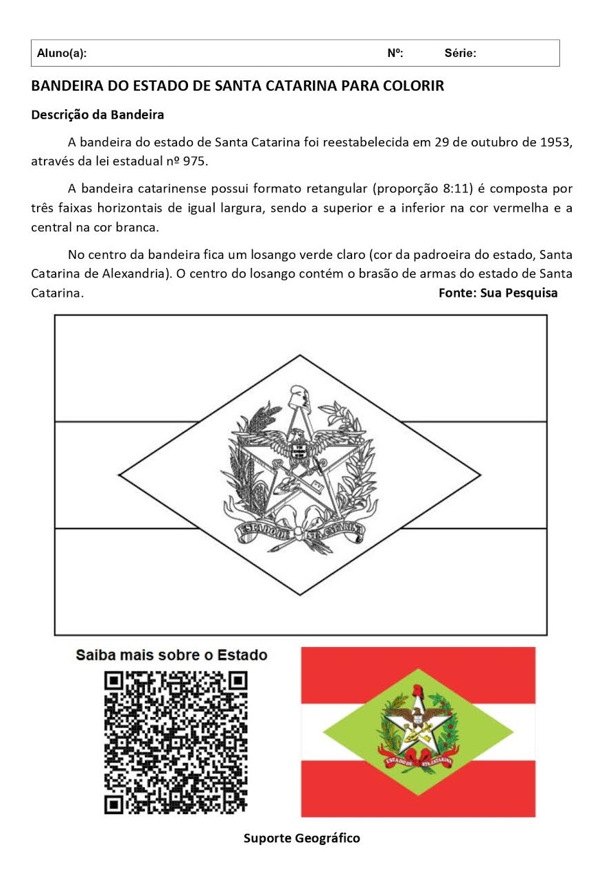 Bandeira Do Estado De Santa Catarina Para Colorir