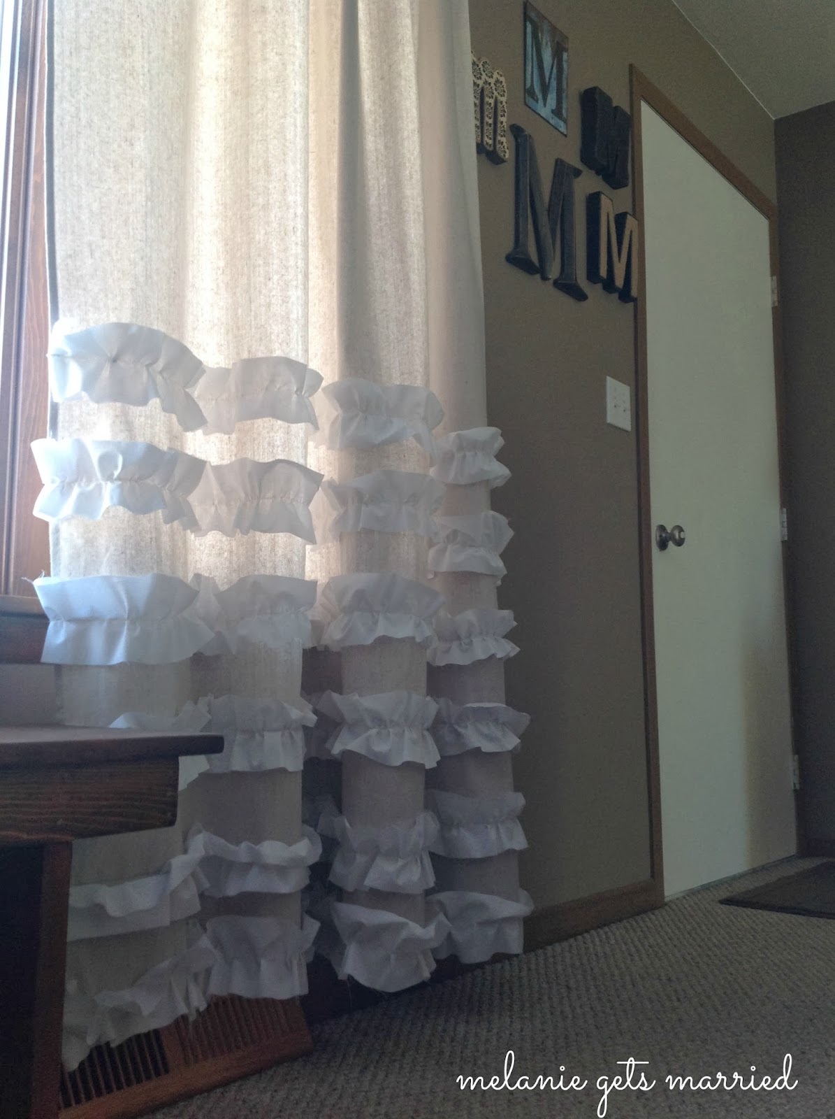 Melanie Gets Married: DIY Ruffled Curtains