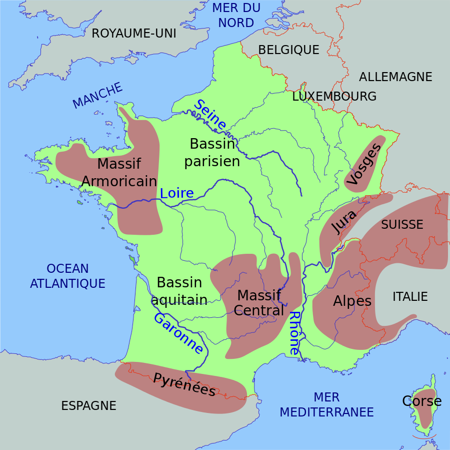 Puerto Rico en el Mundo Atlántico: Unidad I: Geografía de Francia – Relieve