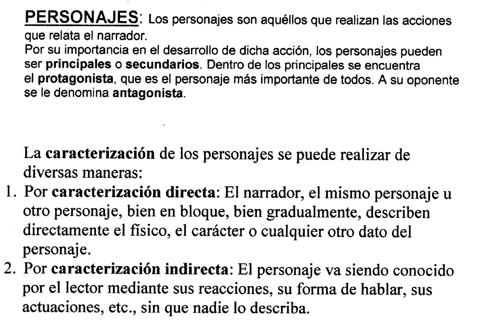 Personajes...características y forma de conocerlos