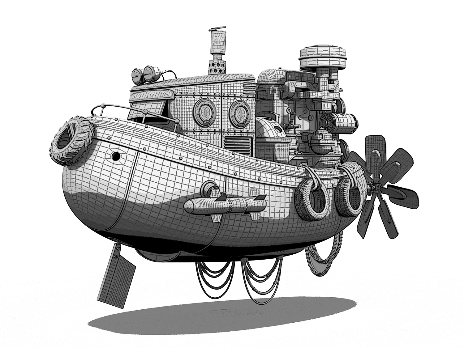 MY WORKS: From my garage's window...Flying Tug Boat