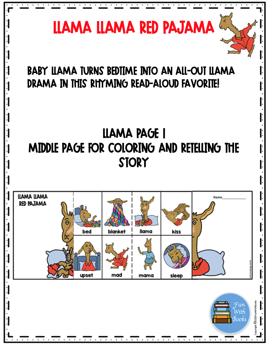 LLAMA LLAMA RED PAJAMA BOOK UNIT & CRAFT ~ Book Units by Lynn