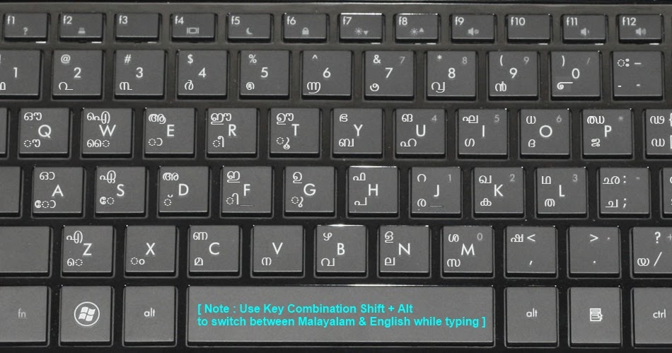 ചില്ലക്ഷരം: Multilingual Keyboard in Windows