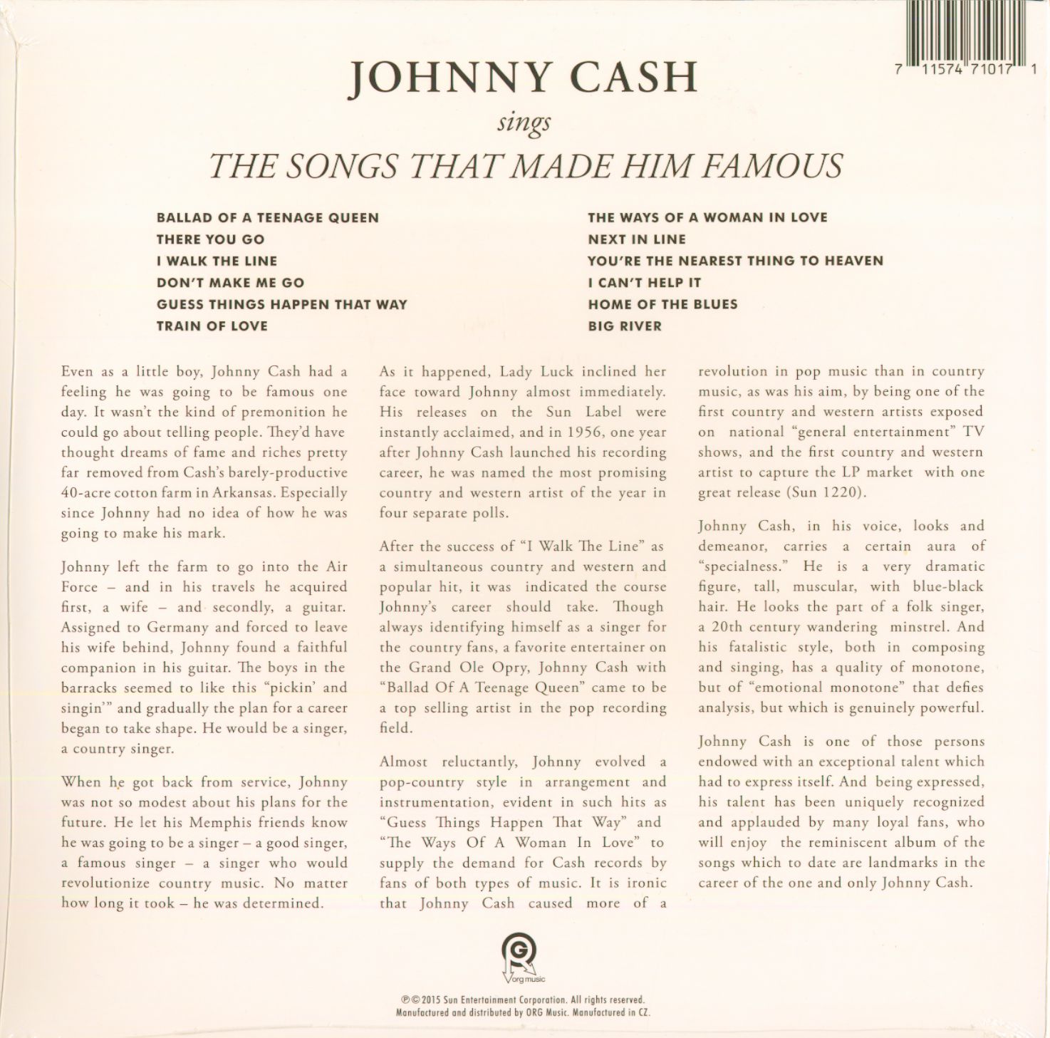Classic Rock Covers Database: Johnny Cash - Johnny Cash Sings The Songs ...